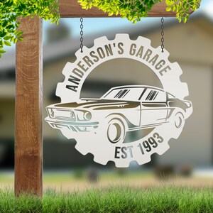 Custom Car Sign for Garage or Shop Sign With Muscle Car Home Decor ...