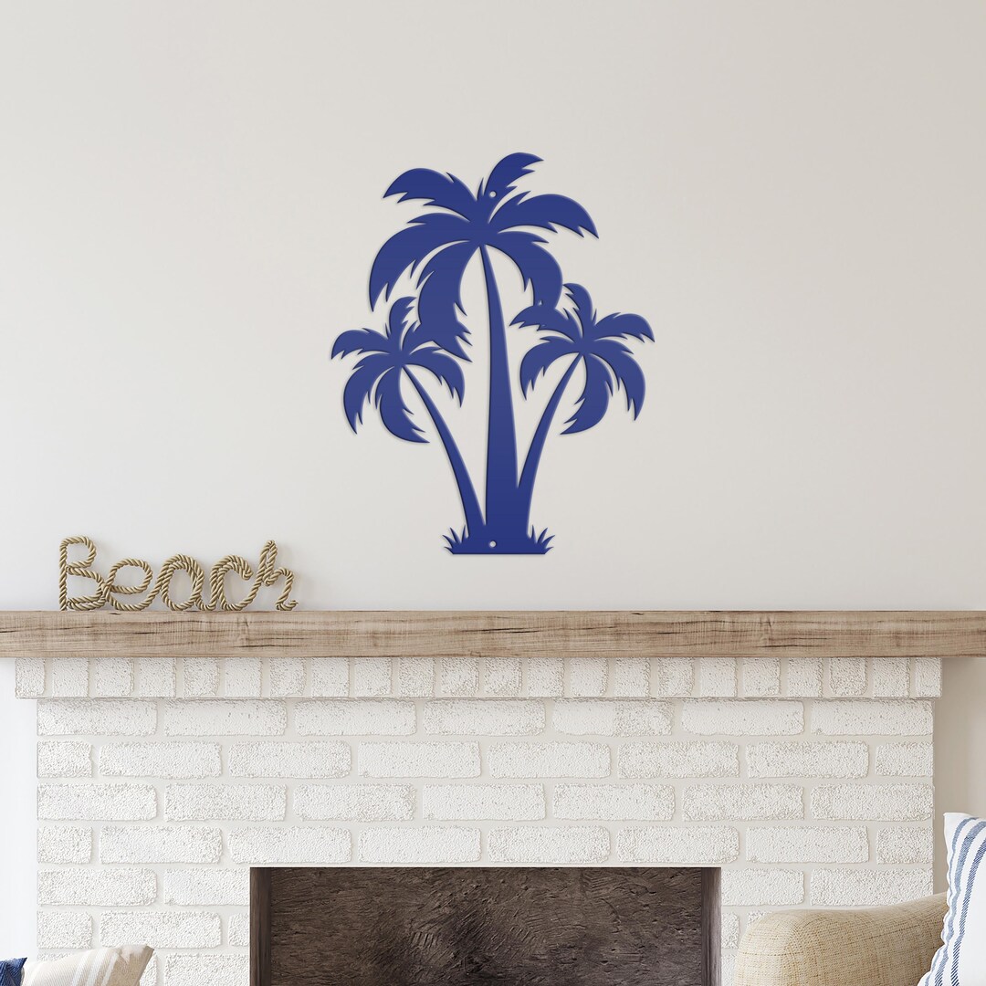 Tropical Wall Art: Grouping of 3 Palm Trees - Coastal Home Decor ...