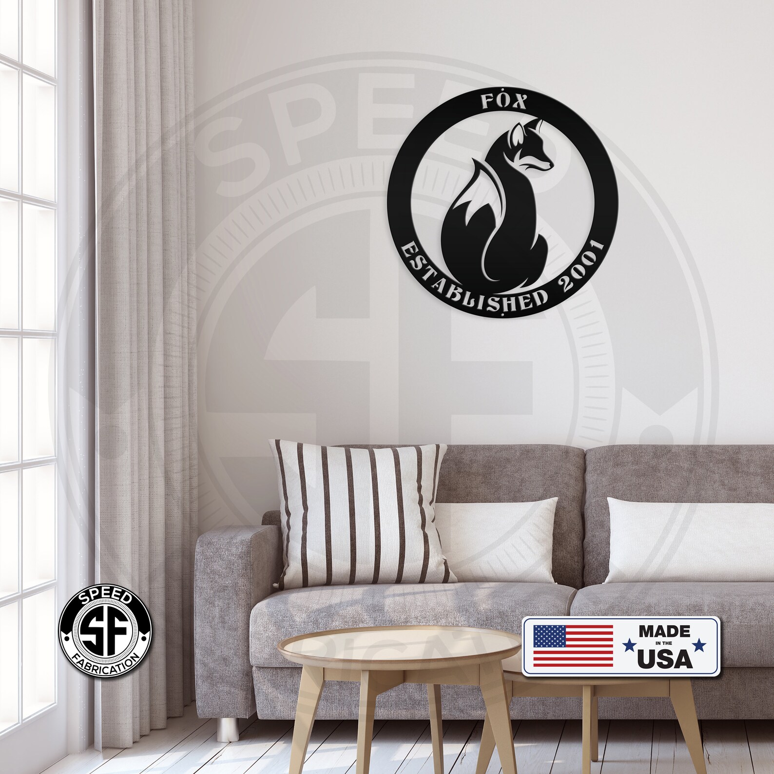 Personalized Fox Sign With Established Date - Etsy