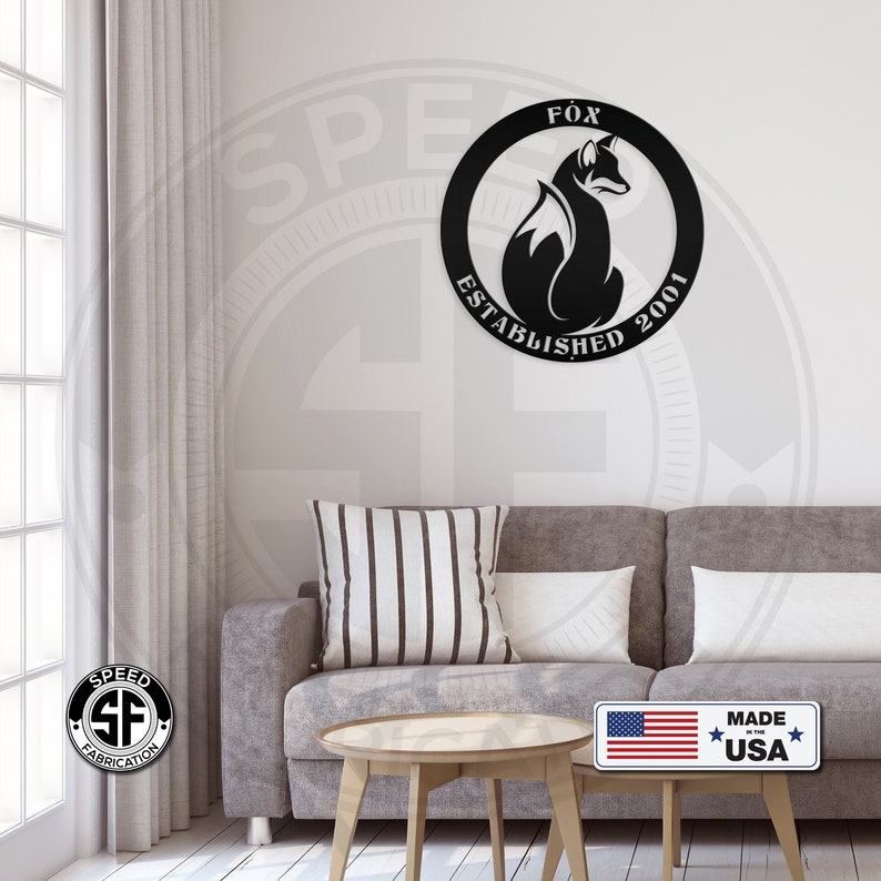 Personalized Fox Sign With Established Date - Etsy