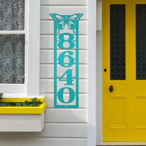 Metal Address Sign, Vertical House Numbers Plaque With Detailed ...