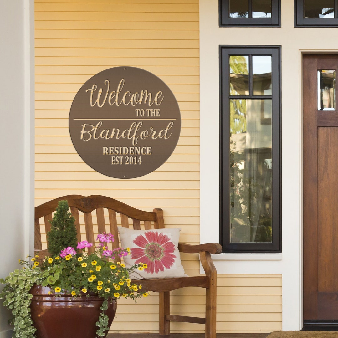 Personalized Welcome Sign, Round Front Door Sign, Business Sign ...