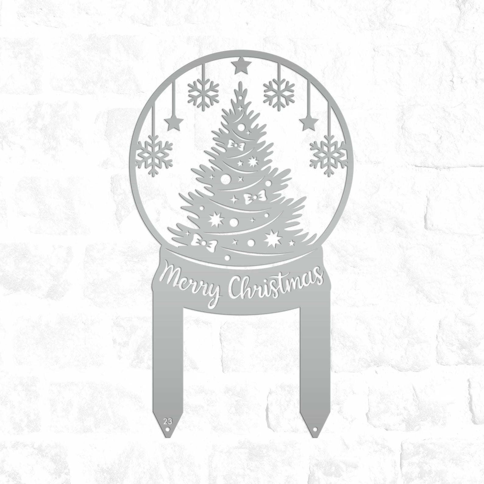 Metal Snow Globe Yard Stake, Holiday Decor, Christmas Globe Decoration ...