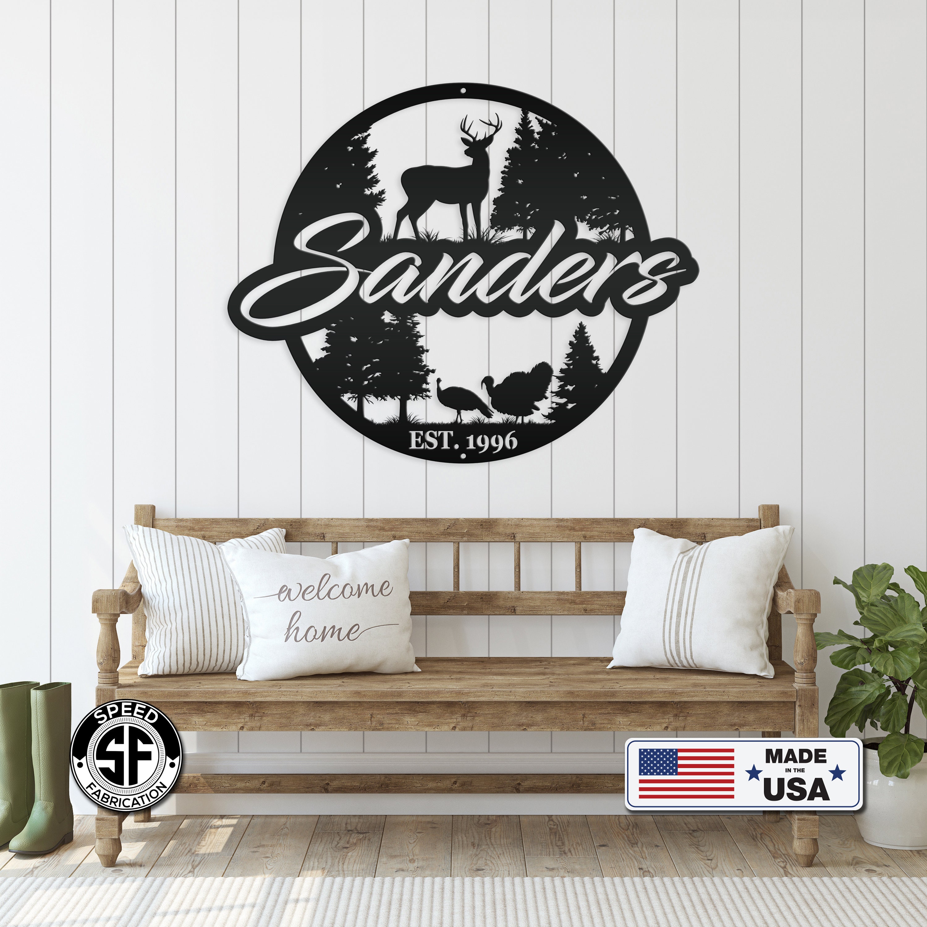 Metal Personalized Family Name Sign With Deer and Turkey - Etsy