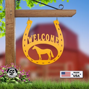 Horseshoe Welcome Metal Sign - Etsy