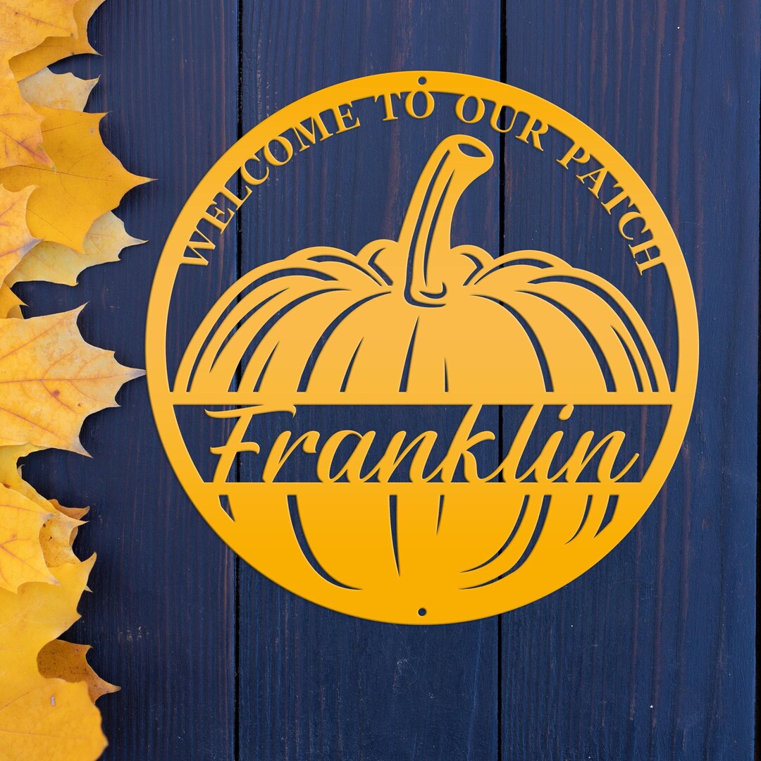Pumpkin Fall Decor Sign, Customizable Front Door Wreath Hanger, Pumpkin ...