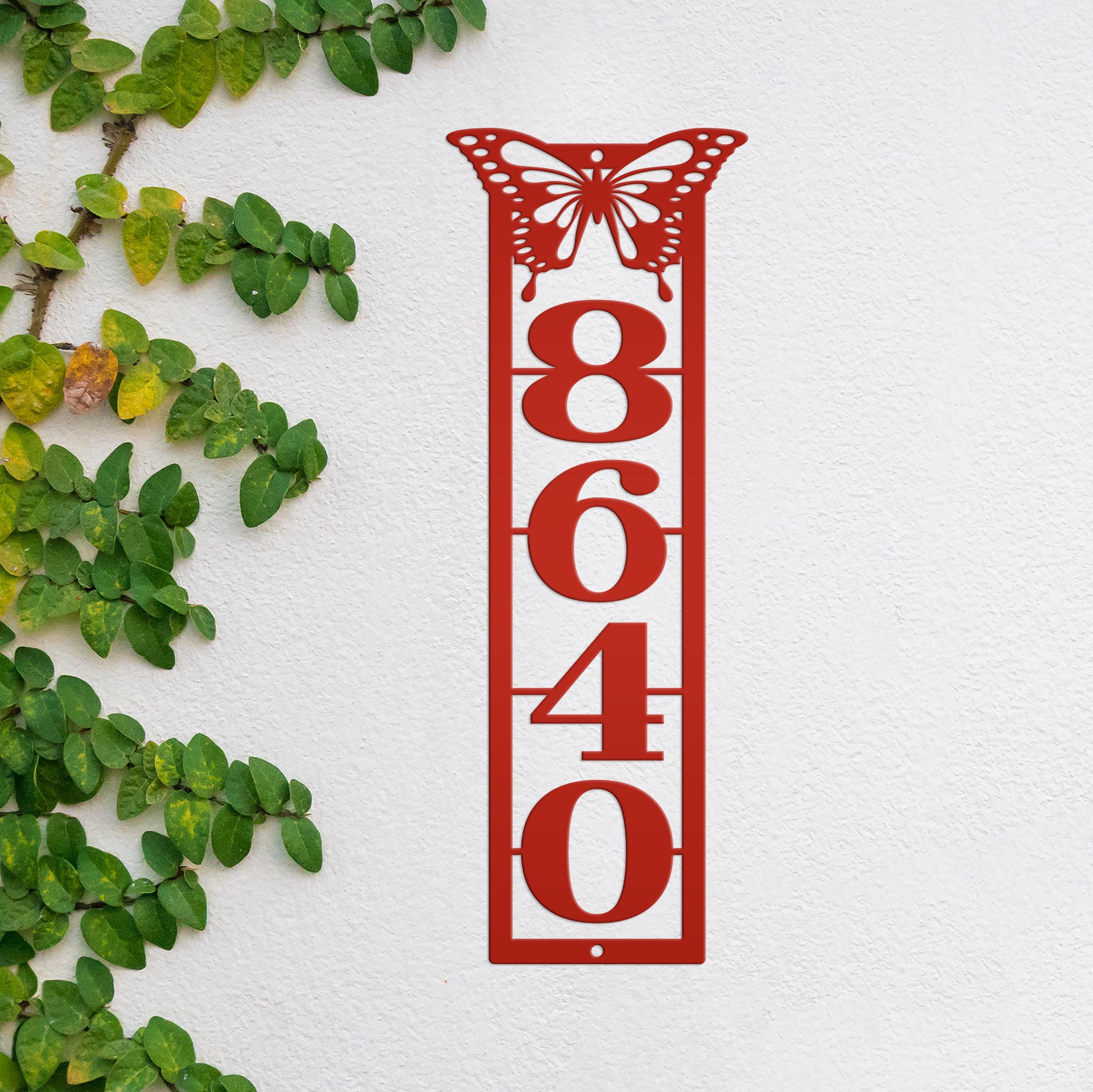Metal Address Sign, Vertical House Numbers Plaque With Detailed ...