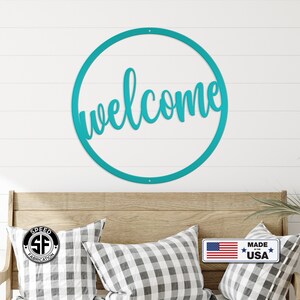 Round Welcome Metal Sign Welcome Sign for Business or Home - Etsy