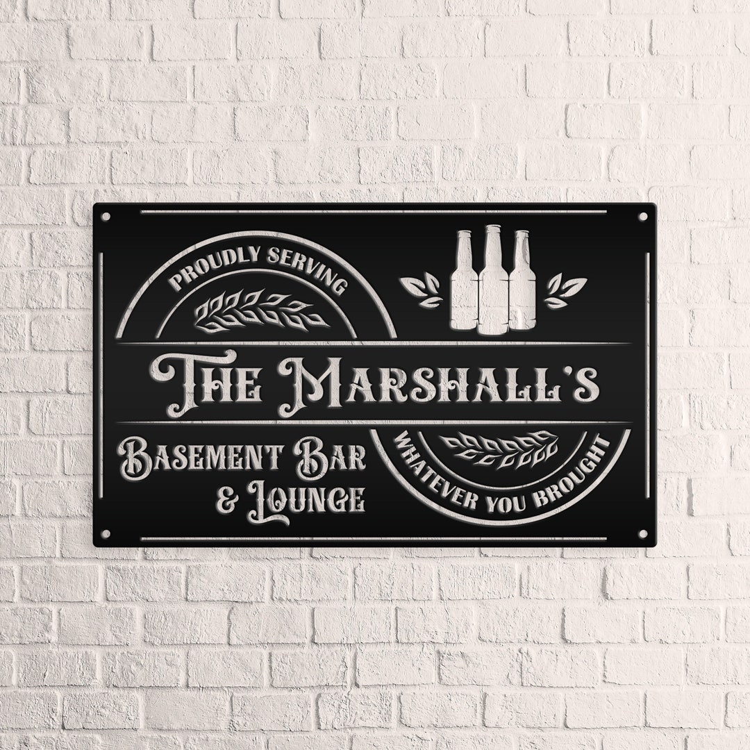 Rectangle Custom Basement Bar Metal Sign - Make It Your Own Wording ...