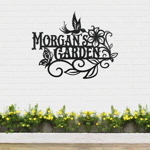 Outdoor Garden Sign With Birds and Butterflies, Customizable Gift Idea ...