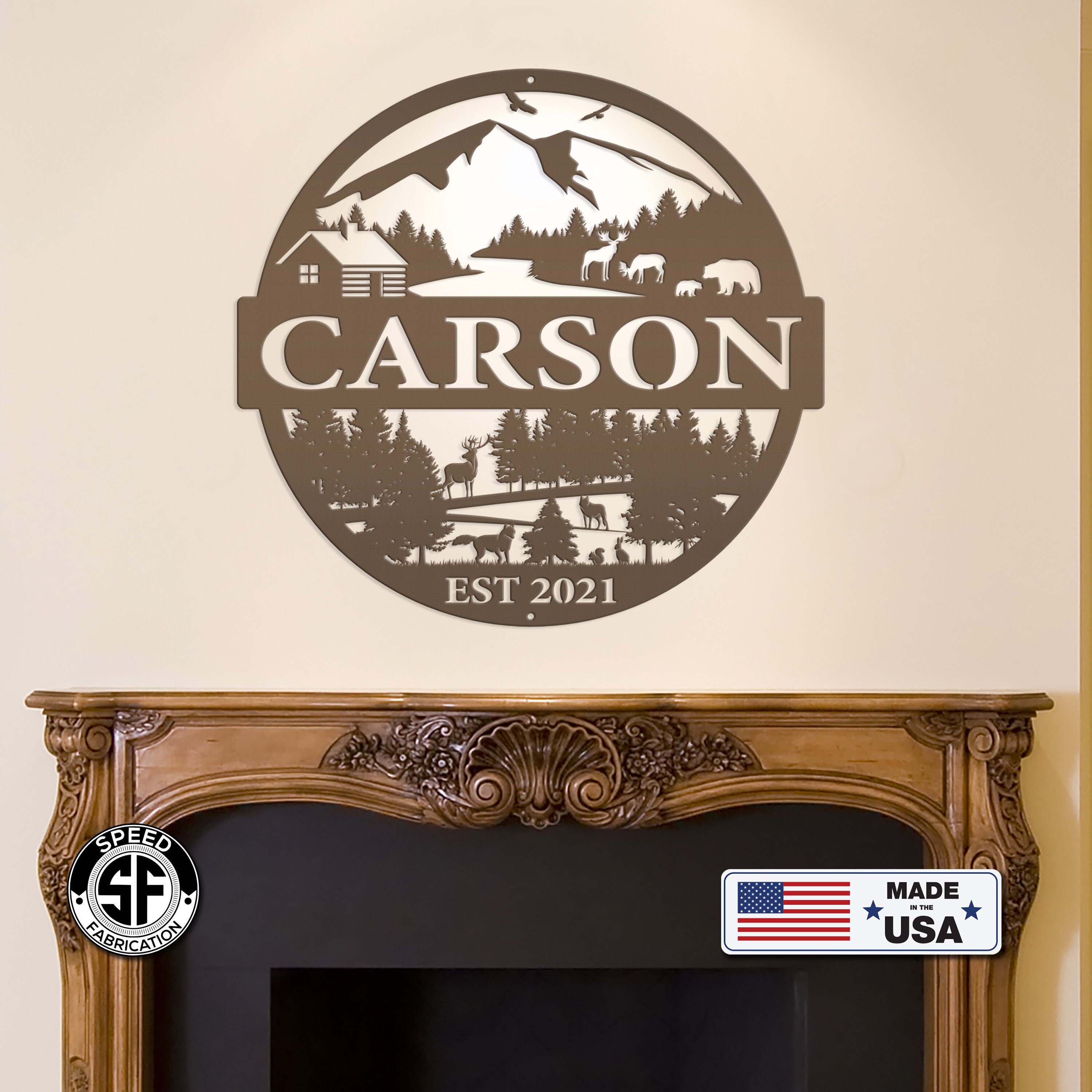 Personalized Mountain Scene Metal Sign Custom Sign With Deer - Etsy