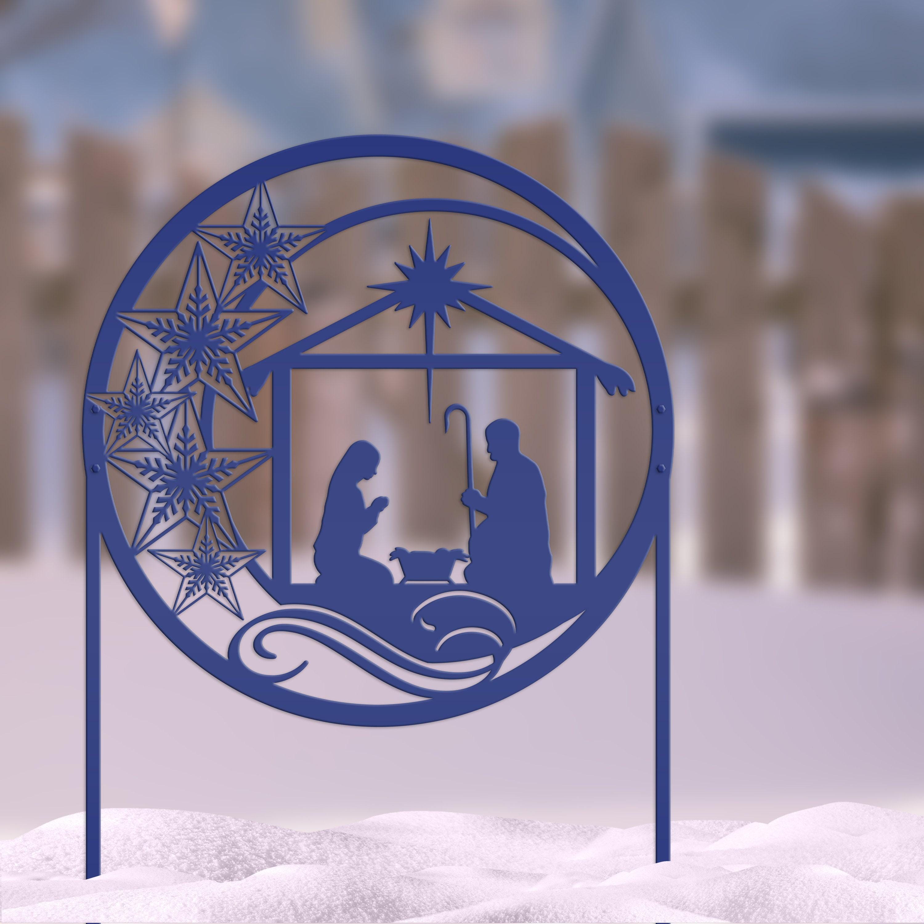 Outdoor Nativity Set Christmas Yard Decoration, Extra Large Metal Sign ...