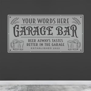 Custom Garage Bar Sign With Last Name Personalized Metal Garage Sign ...