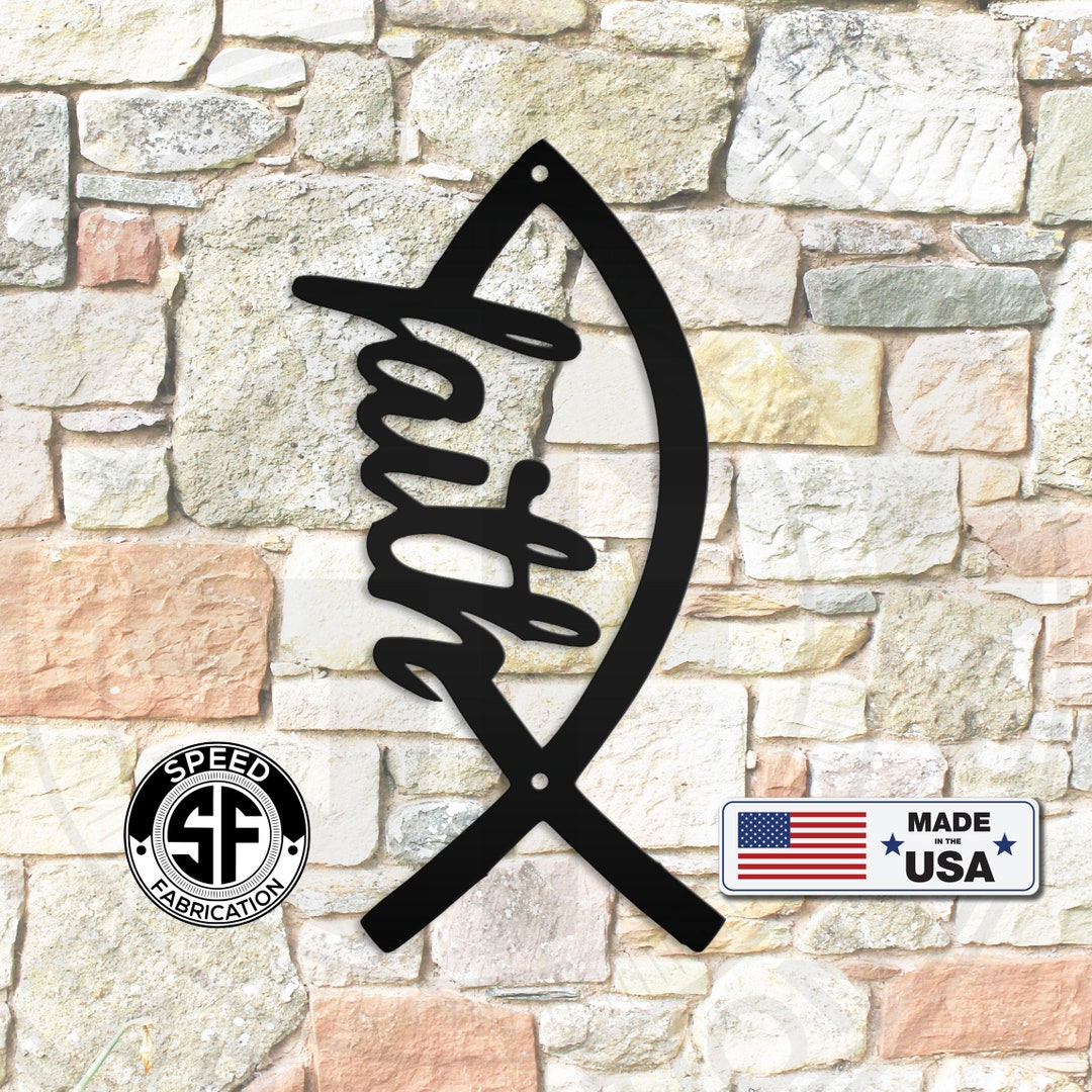 Faith Fish Jesus Fish Love Metal Sign Christian Gift Religious - Etsy