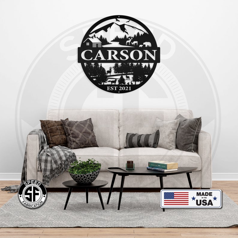 Personalized Mountain Scene Metal Sign Custom Sign With Deer - Etsy