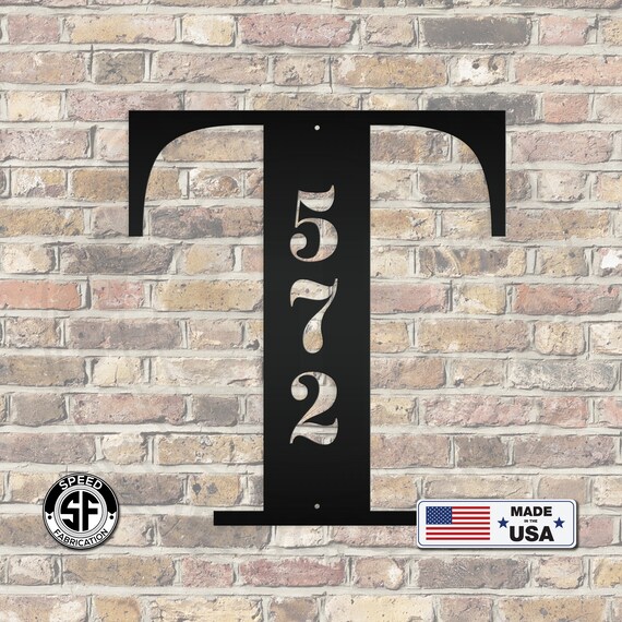 Personalized Monogram and House Number Metal Sign | Etsy