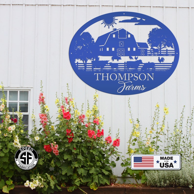 Custom Farm Scene Sign With Cows and Chickens - Etsy