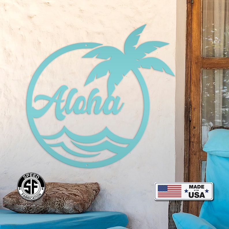 Palm Tree Aloha Sign Tropical Sign - Etsy
