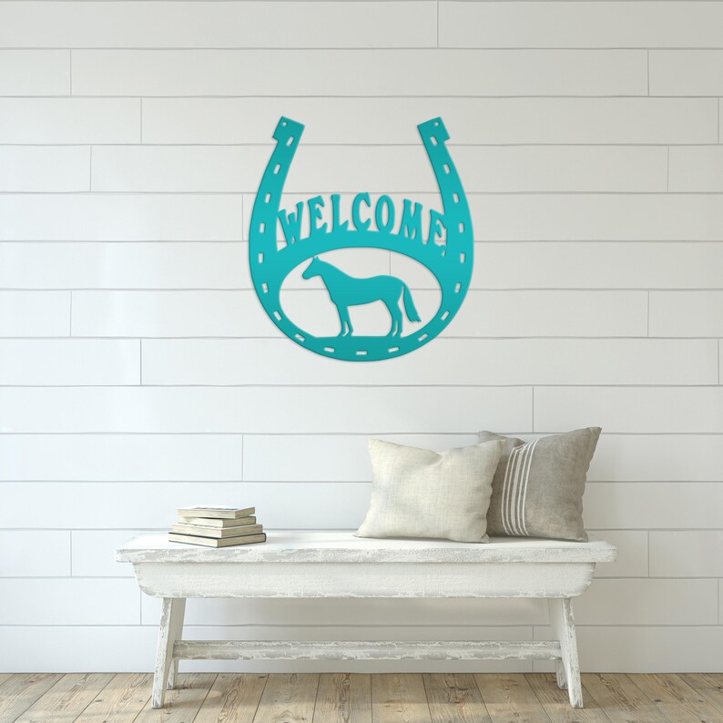 Horseshoe Welcome Metal Sign - Etsy