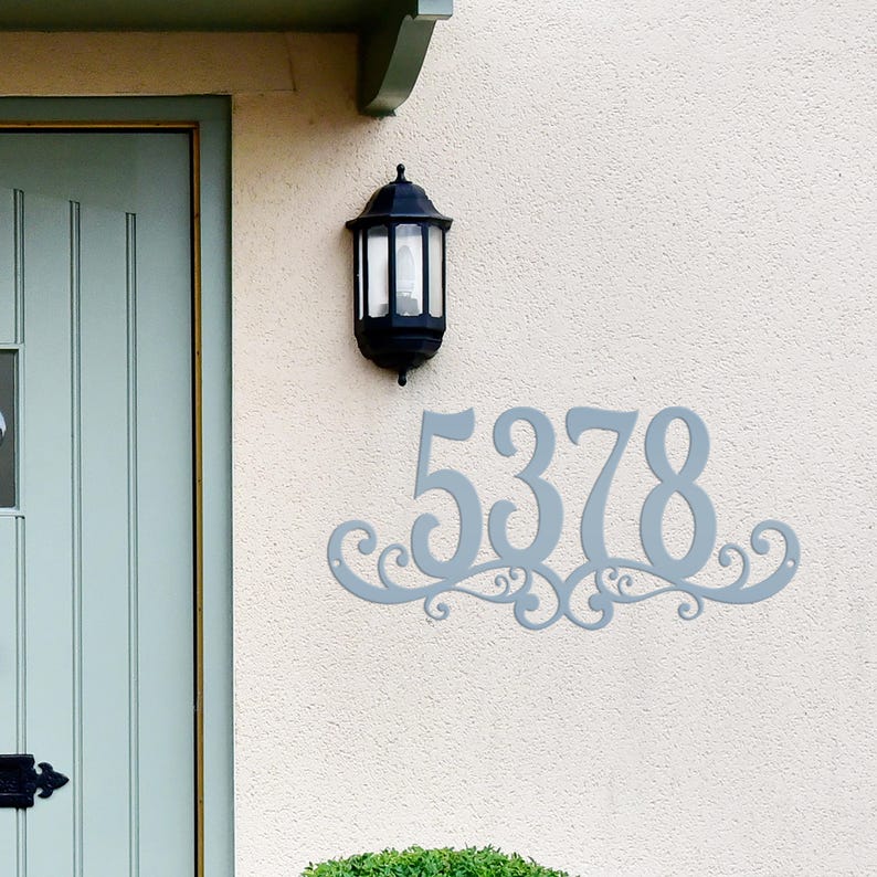 Personalized Scroll House Numbers Metal Sign - Etsy