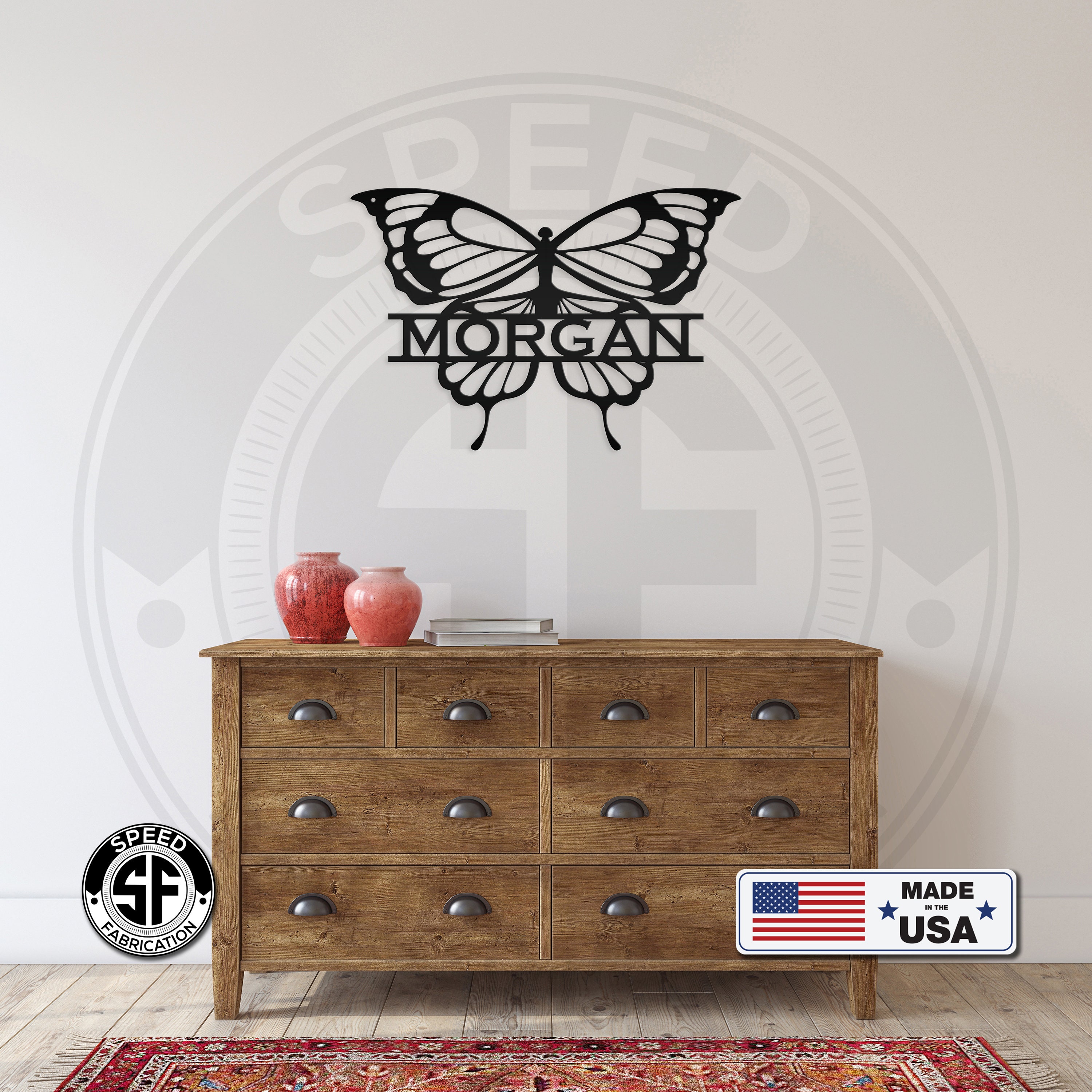 Personalized Butterfly Monogram Metal Sign - Etsy