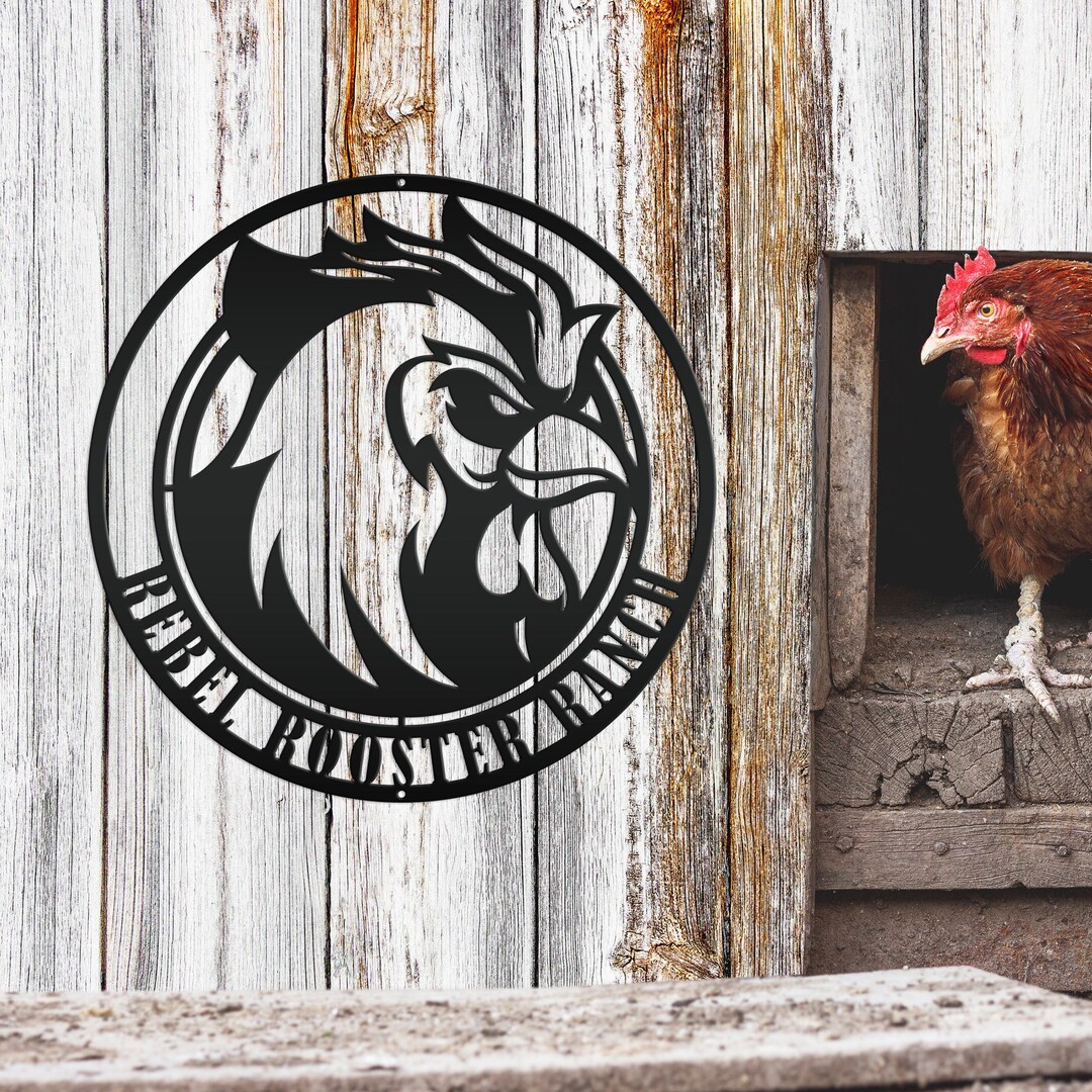 Chicken Coop Decor, Custom Metal Rooster Sign, Farm House Signage ...