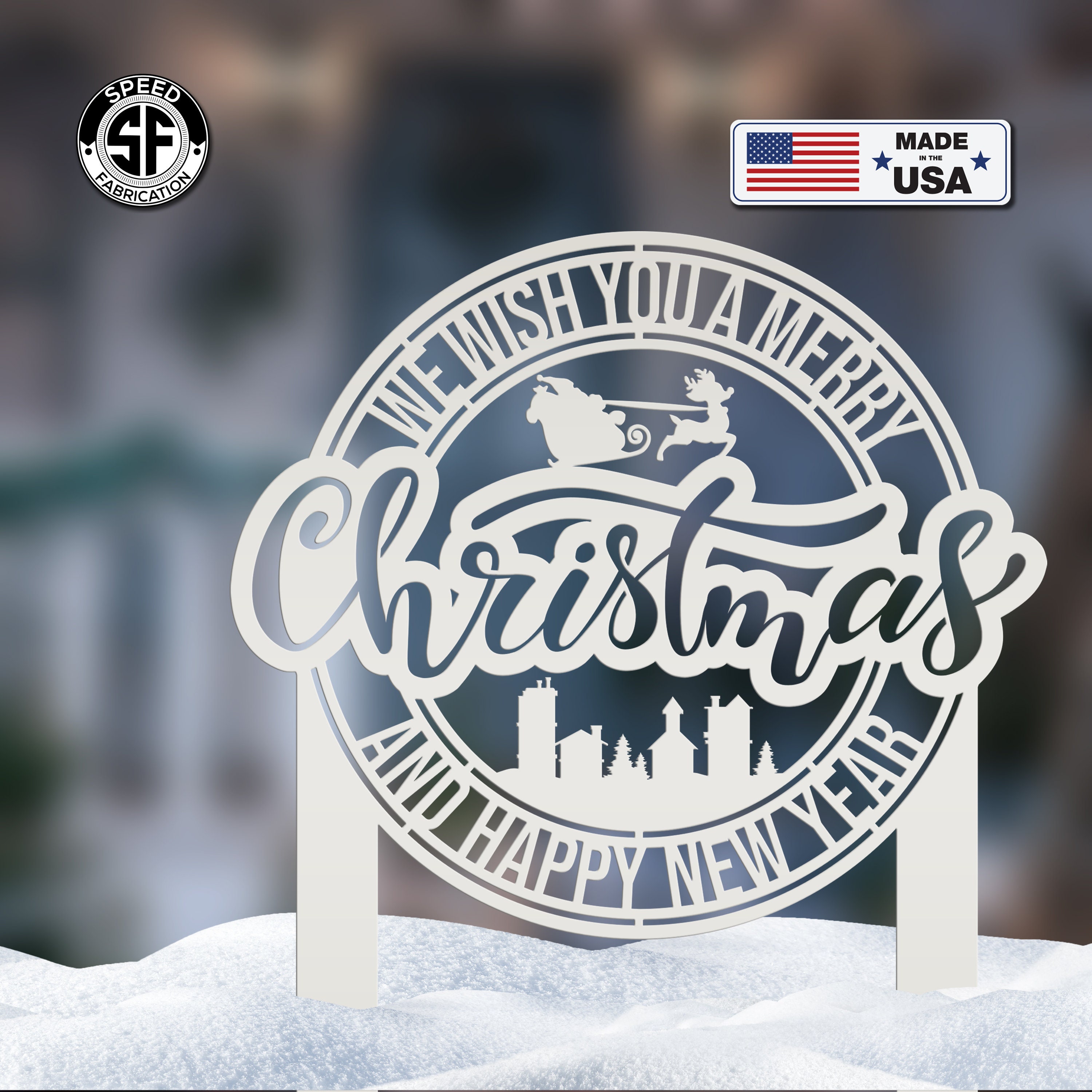 Merry Christmas Metal Yard Stake Santa and Reindeer - Etsy