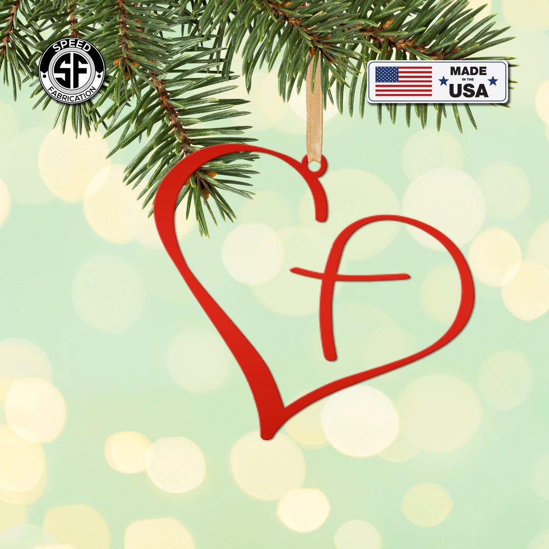 Metal Heart Cross Ornament, Christian Holiday Decor, Gift Topper - Etsy