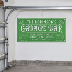 Custom Garage Bar Sign With Last Name Personalized Metal Garage Sign ...