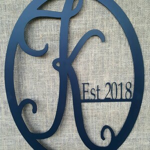 Monogram Established Date Wall hanging Black letter sign | Etsy