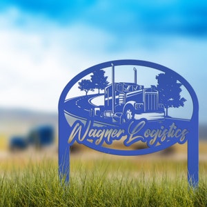 Semi Truck Yard Sign, Custom Metal Diesel Shop Outdoor Business Sign ...