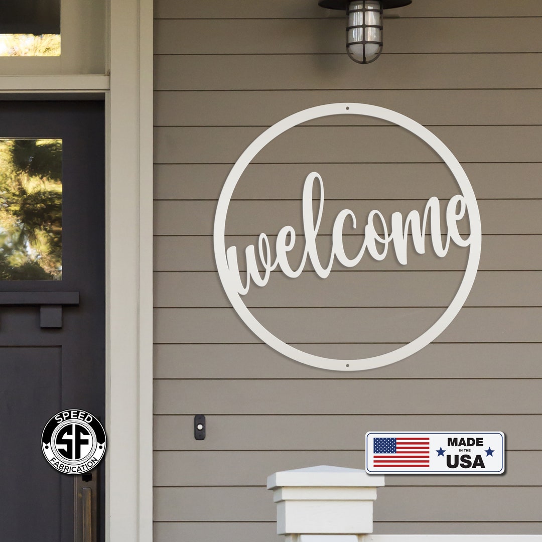 Round Welcome Metal Sign Welcome Sign for Business or Home - Etsy