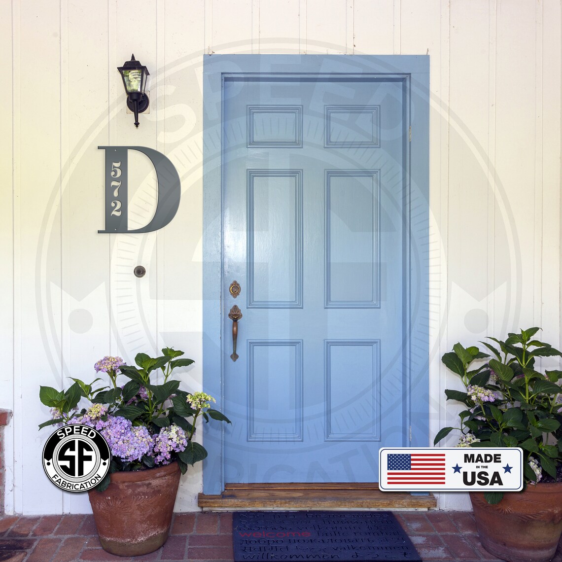 Personalized Monogram and House Number Metal Sign | Etsy