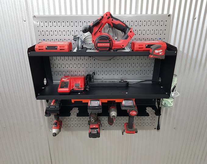 Power Tool Organizer With Battery Rack Included, Holds Multiple Brands ...