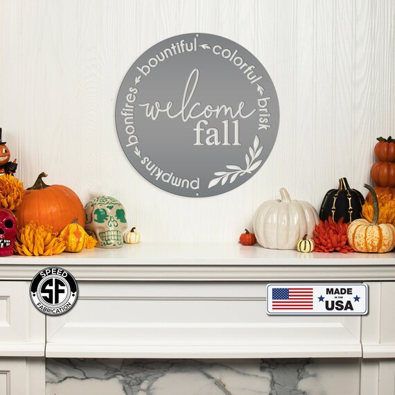 Round Welcome Sign for Fall Autumn Decor Door Sign for - Etsy