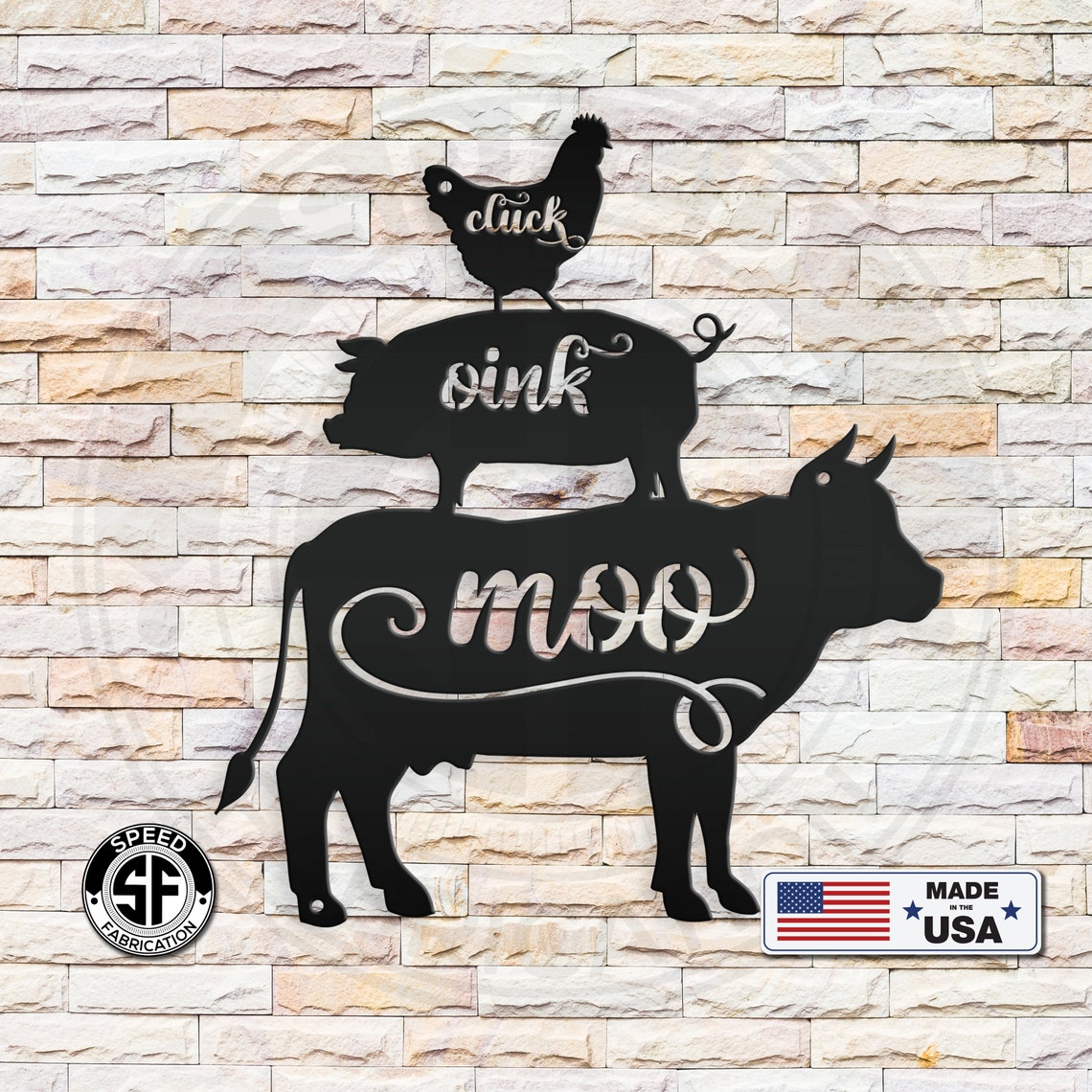 Cluck Oink Moo Metal Farm Animal Sign | Etsy