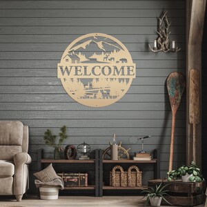 Mountain Cabin Welcome Metal Sign - Etsy
