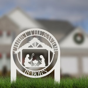 Christ the Savior is Born Metal Yard Stake - Christmas Decor - - Etsy