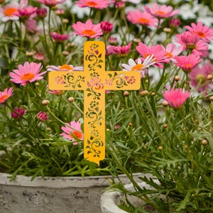 Cross for Front Yard or Garden, Metal Scrolled Cross, Christian Easter ...