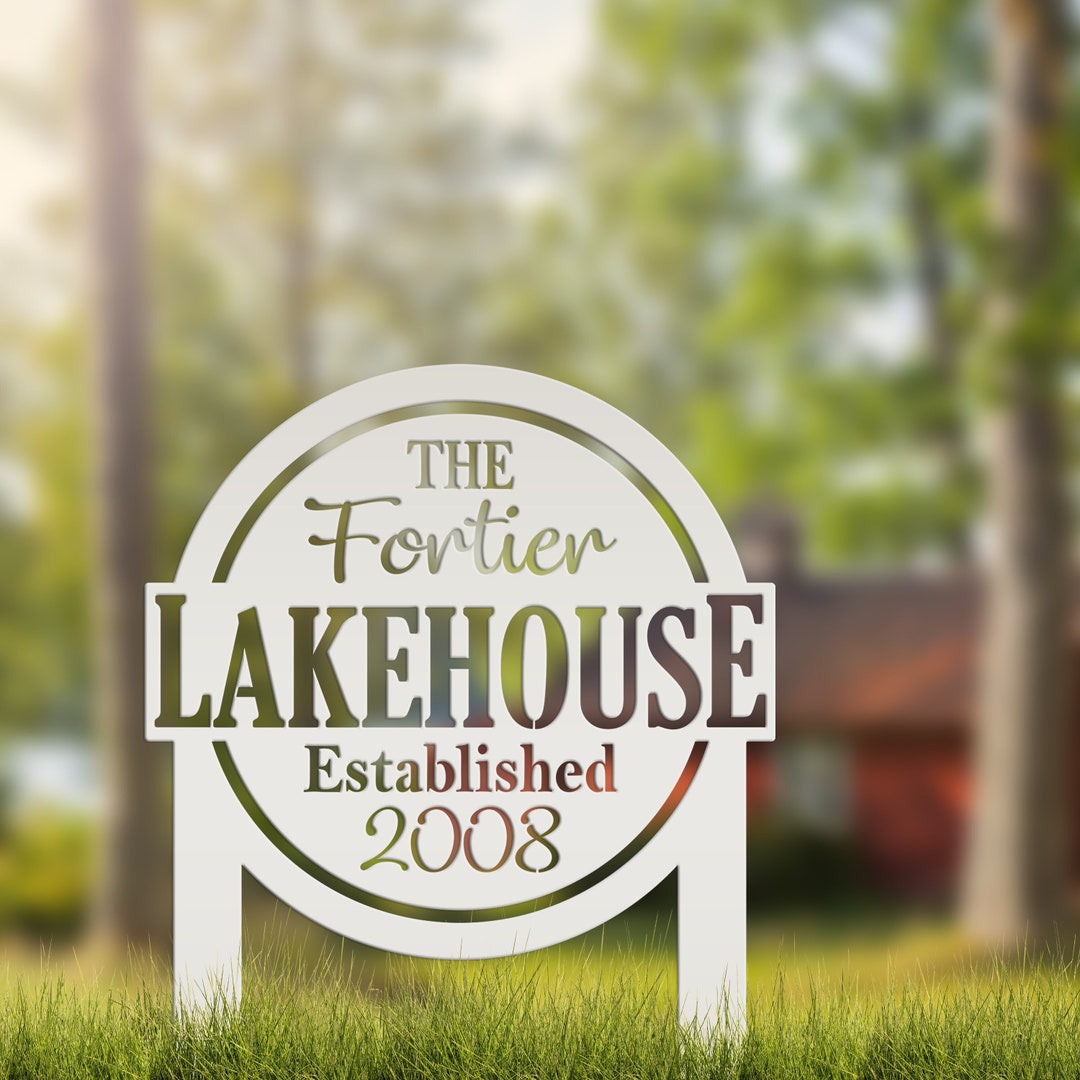 Outdoor Name Sign for the Lake, Custom Last Name and Established Date ...
