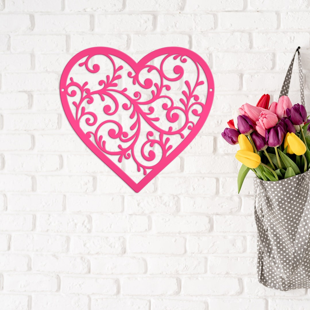 Metal Heart Wall Sign, Intricate Metal Home Decor, Valentine's Day Gift ...
