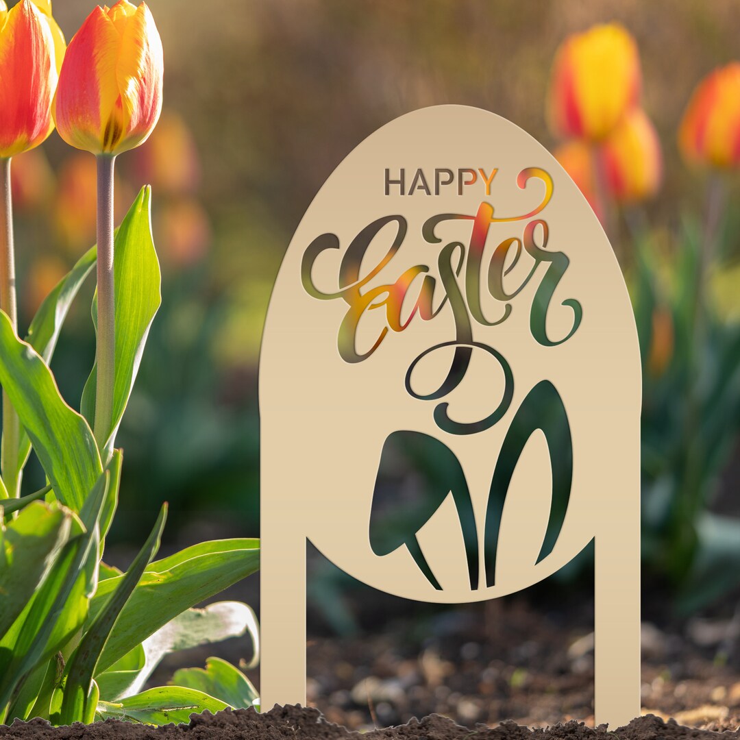 Happy Easter Metal Yard Stake - Easter Egg - Easter Bunny - Etsy