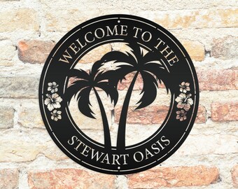Custom Backyard Oasis Sign Patio Decor Outdoor Pool Tropical Coastal ...