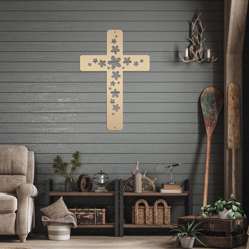 Flower Metal Cross Sign - Etsy