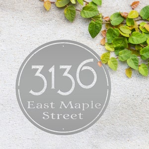 Personalized Round Address Metal Sign - Modern Address Sign - Etsy