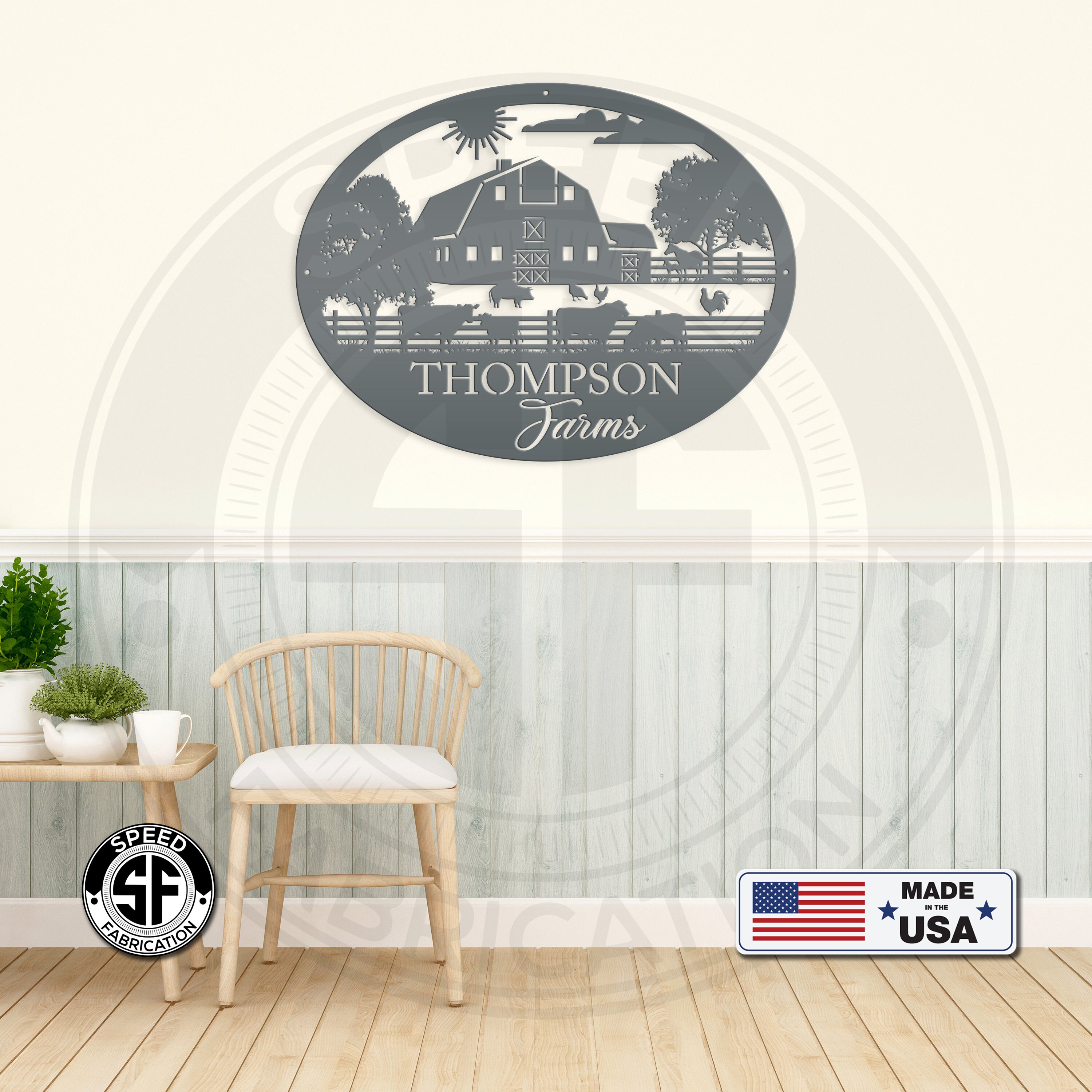 Custom Farm Scene Sign With Cows and Chickens - Etsy