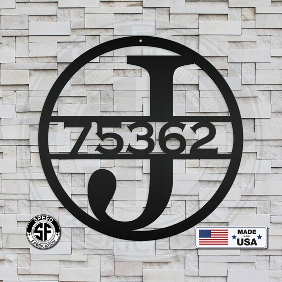 Custom Round Monogram Housee Number Metal Sign - Etsy