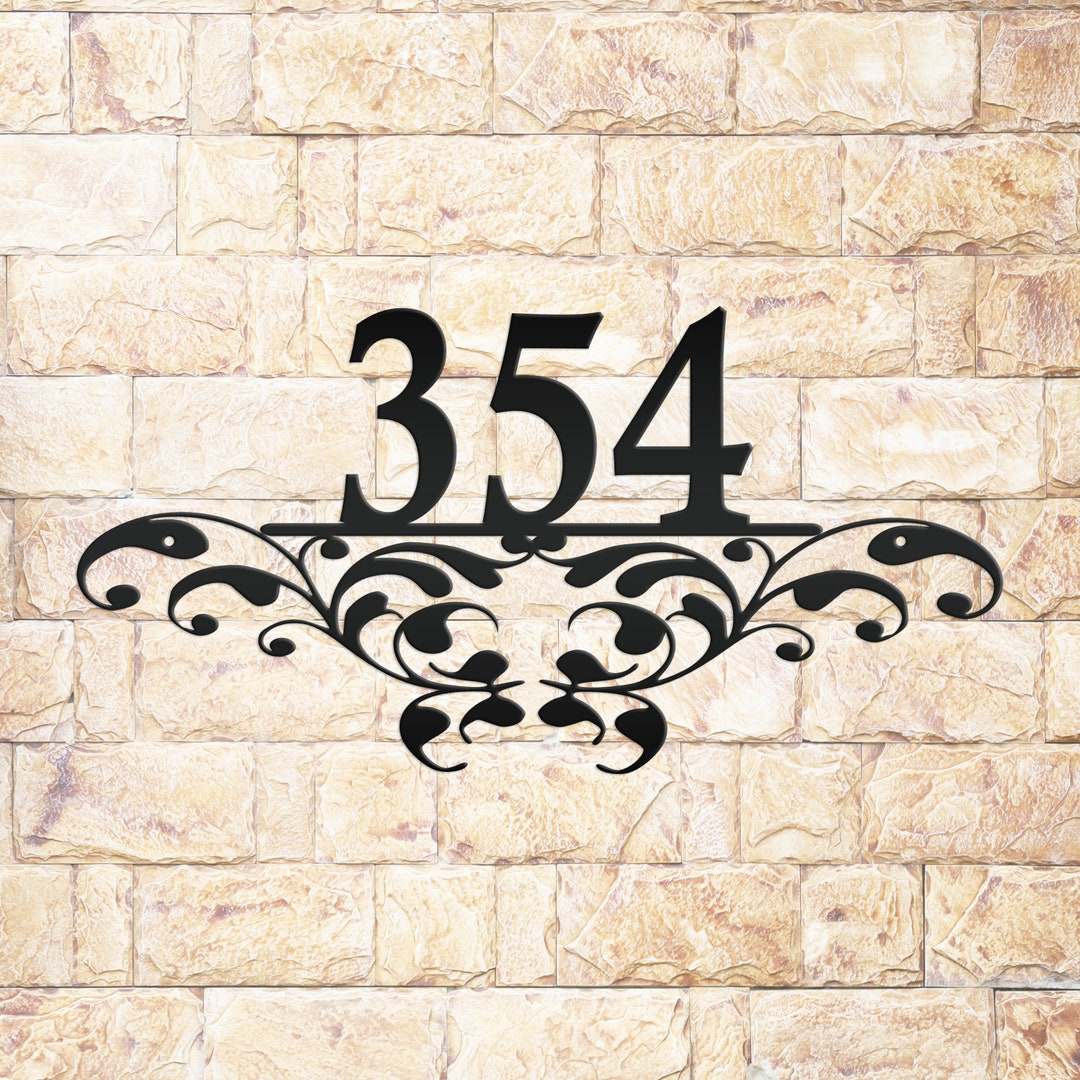 Metal Address Sign, Scrolled House Numbers, Decorative Outdoor Mailbox ...