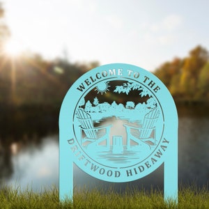 Outdoor Metal Sign With Lake Scene, Personalized Address or Lake Lot ...