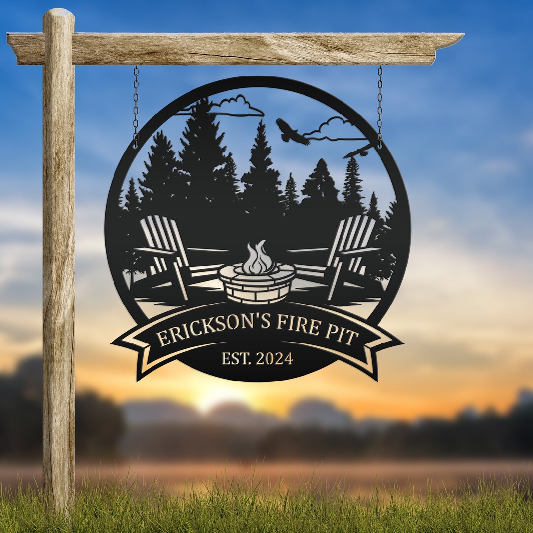 Campfire Sign With Family Name Rustic Handcrafted Outdoor Decor ...